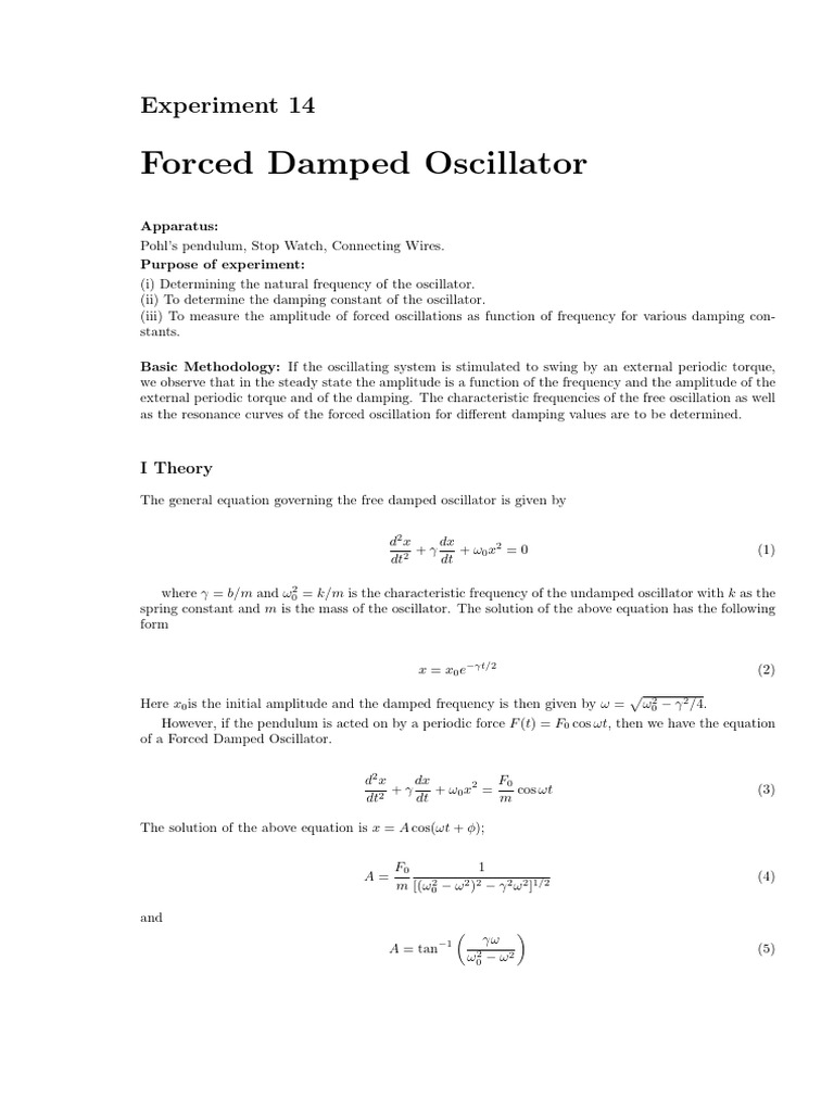 Forced Damped Oscillator | PDF