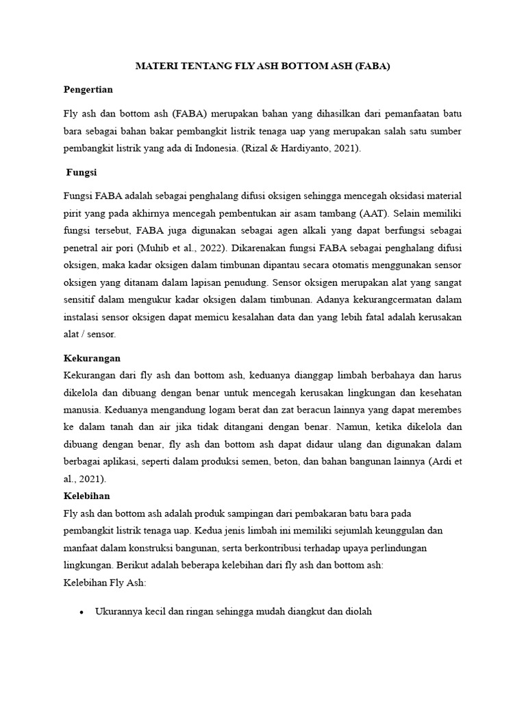 MATERI Fly Ash Bottom Ash (Faba) | PDF