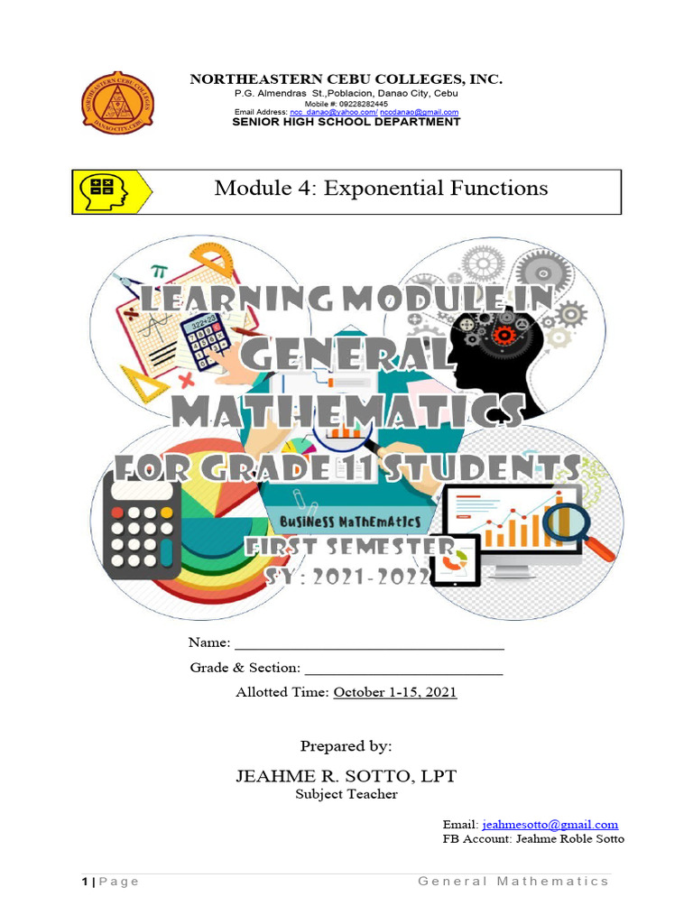Module 4 Exponential Functions | Download Free PDF | Function (Mathematics) | Exponential Function