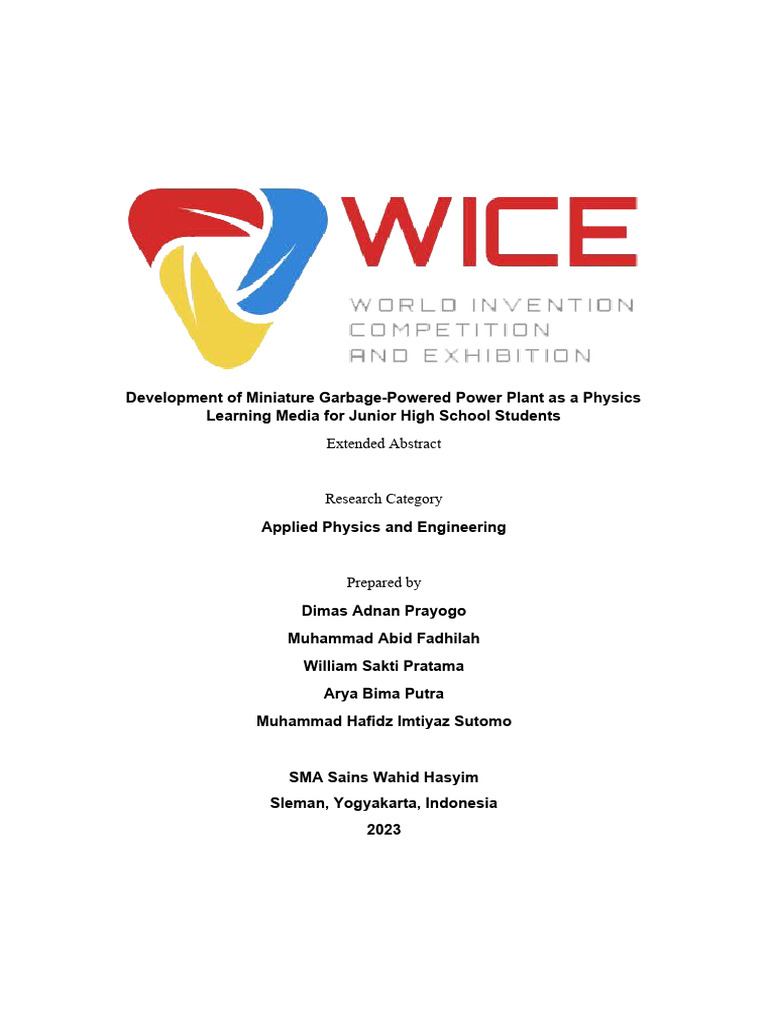 Extended Abstract WICE 2023 Online | PDF | Physics | Scissors