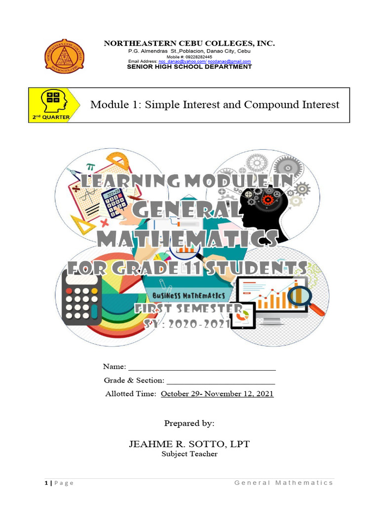 Module 1 Simple and Compound Interest | PDF Module 1 Simple and Compound Interest | PDF