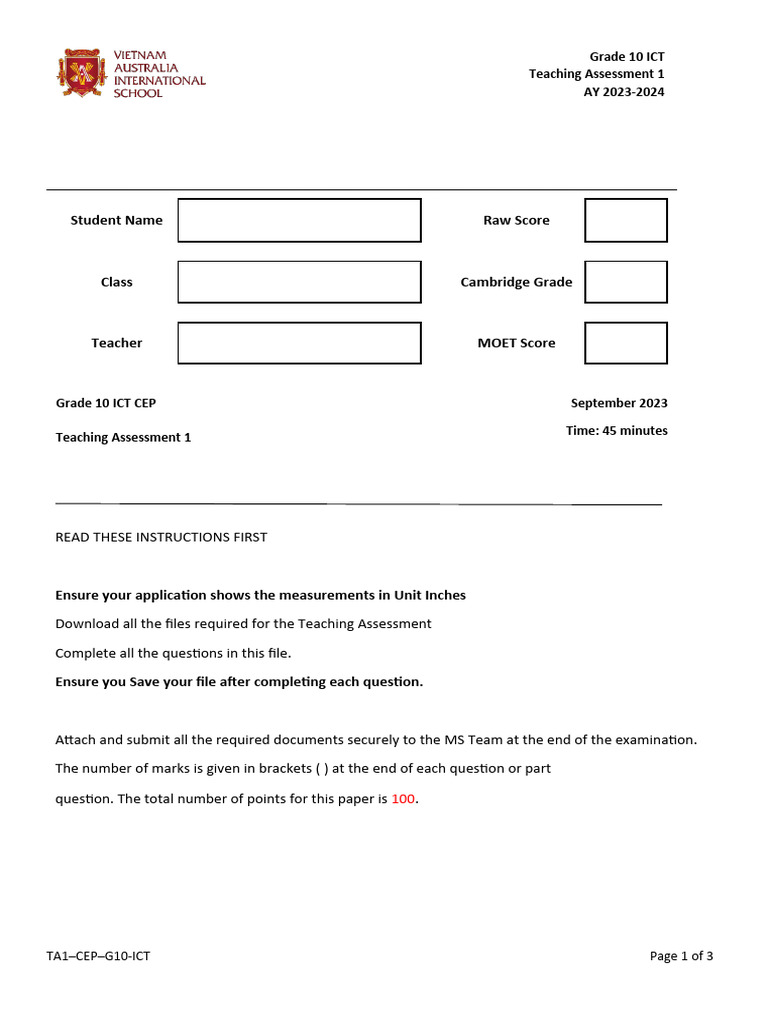 Grade 10 TA1 | PDF