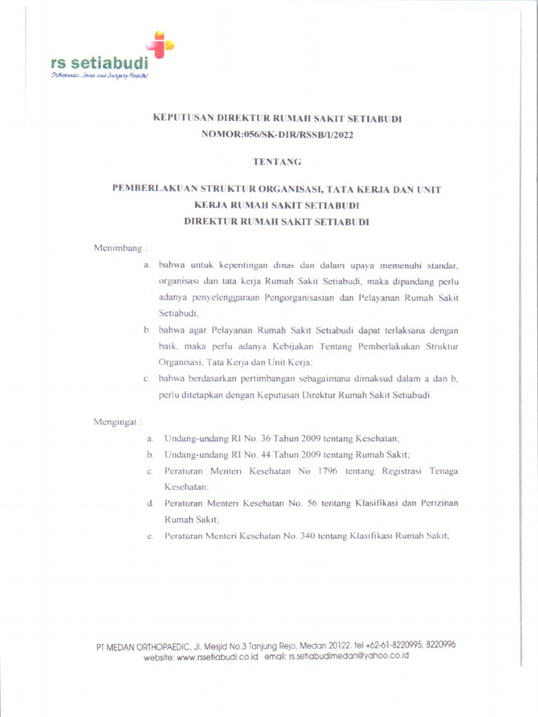 SK Dan Uraian Tugas Struktur Organisasi | PDF