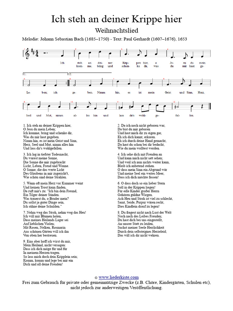 Ich Steh An Deiner Krippen Hier | PDF