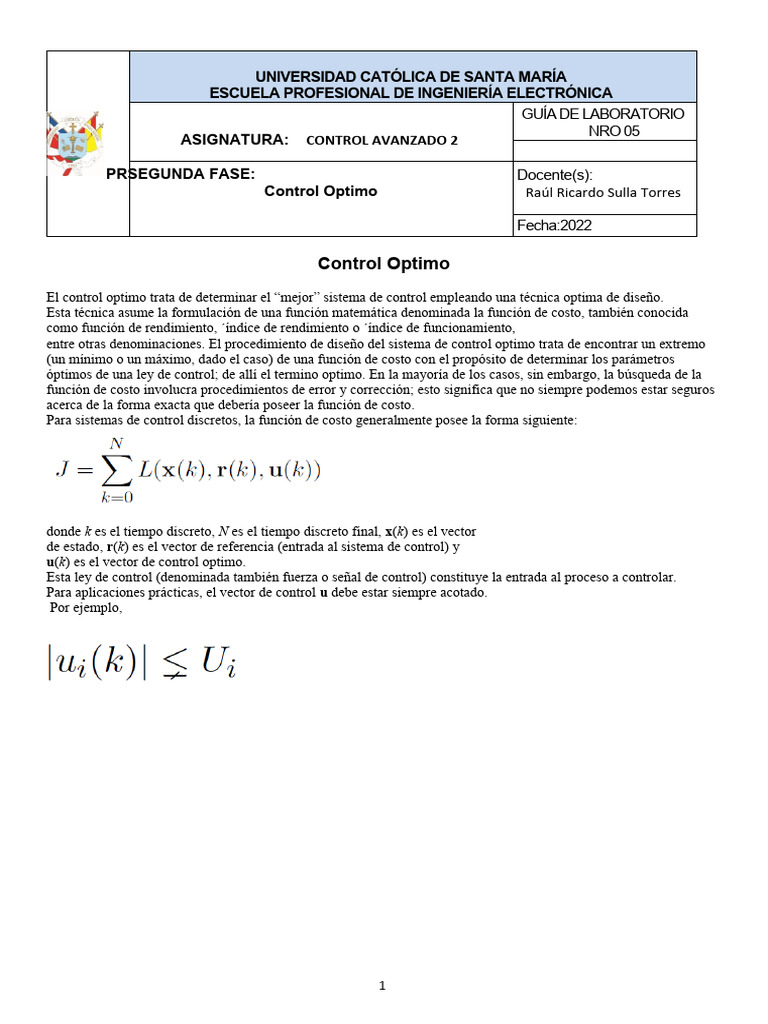 05 Practica Control Optimo (2023) Suspension de Un Bus | PDF