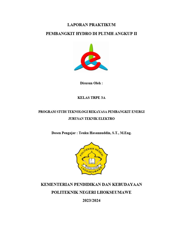 Laporan PLTMH Angkup Ii. Trpe 3a | PDF