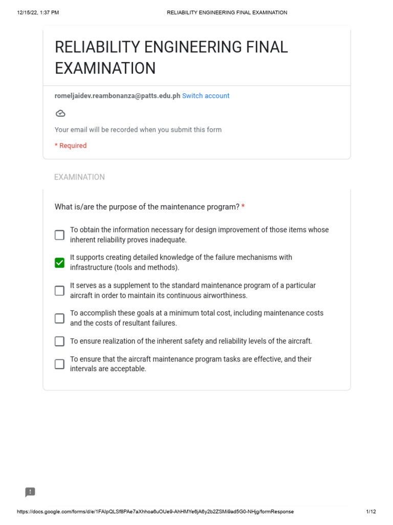 Reliability Engineering Final Examination Ni Prince | PDF