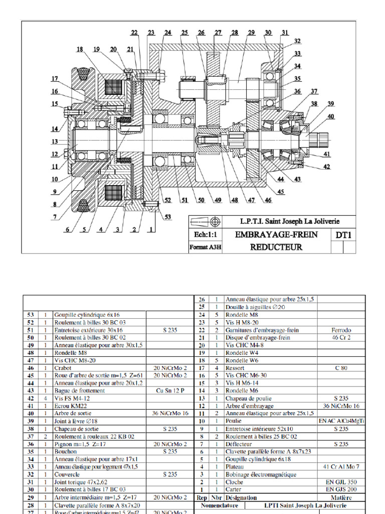Embrayage Frein Et Reducteur - Dessin-Ensemble | PDF
