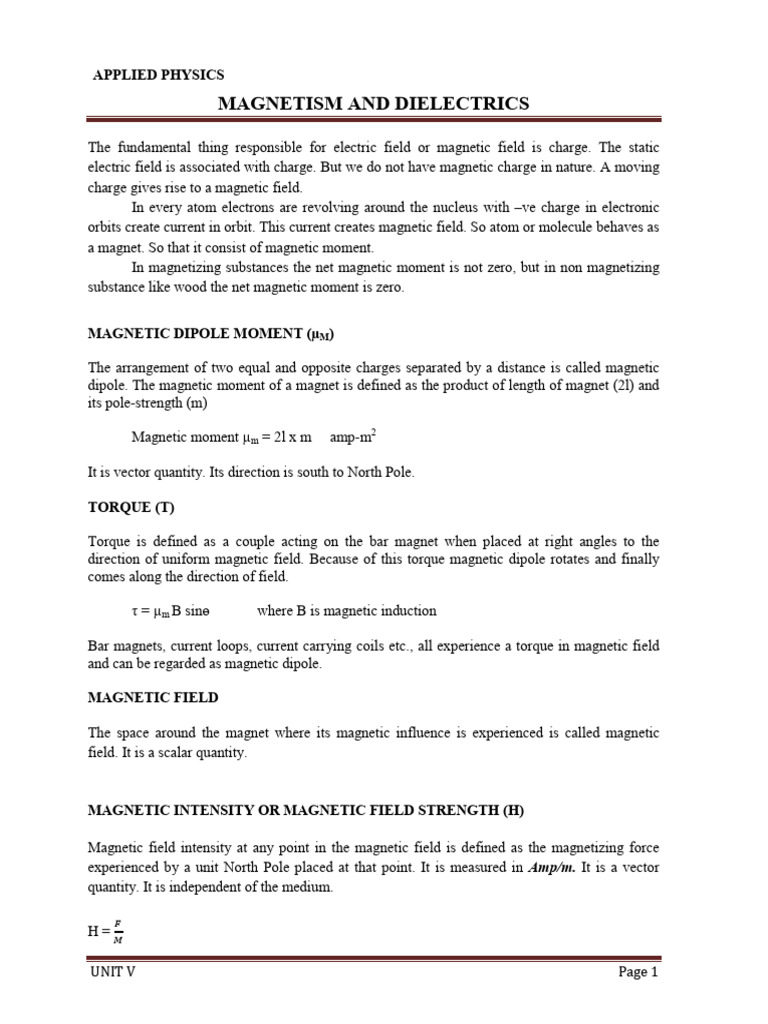 Magnetism and Dielectrics Guide | PDF | Teaching Methods & Materials