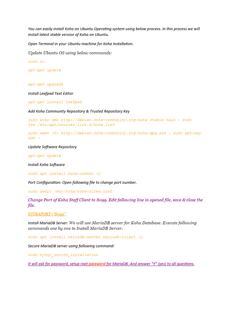 Ubuntu 20.04 in Koha Version | PDF | Sudo | Library (Computing)