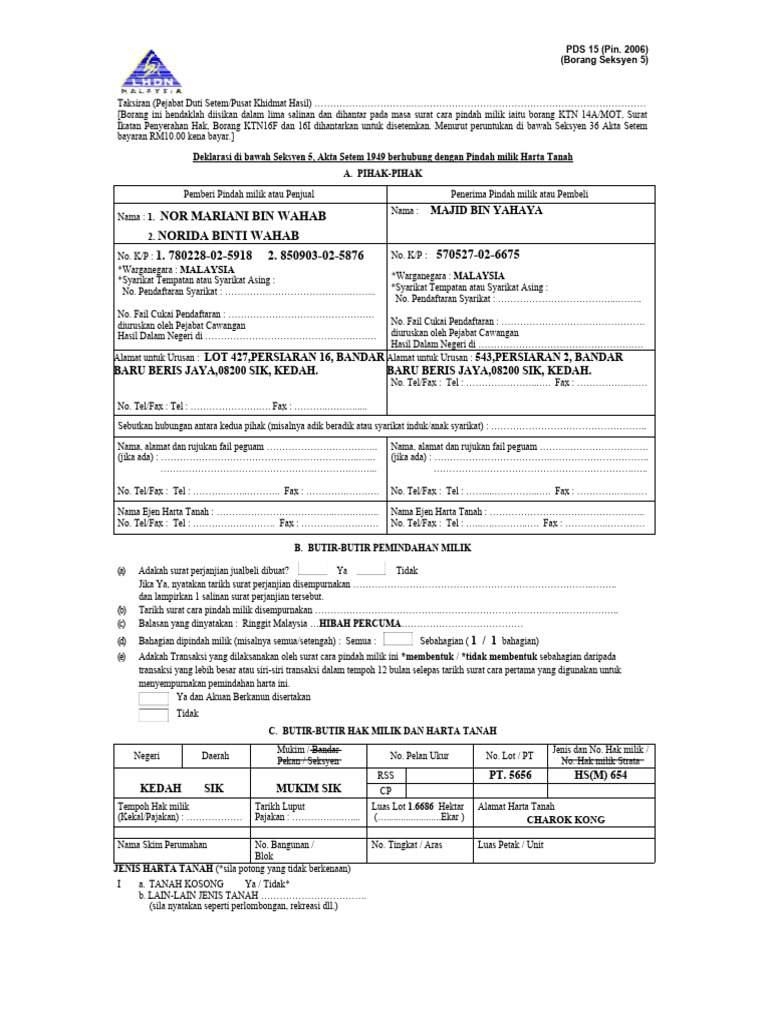 Borang Pds 15 LHDN 4 | PDF