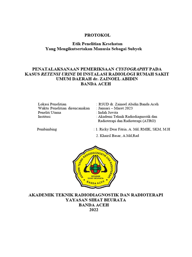 Protokol Cystography RSUD Banda Aceh | PDF