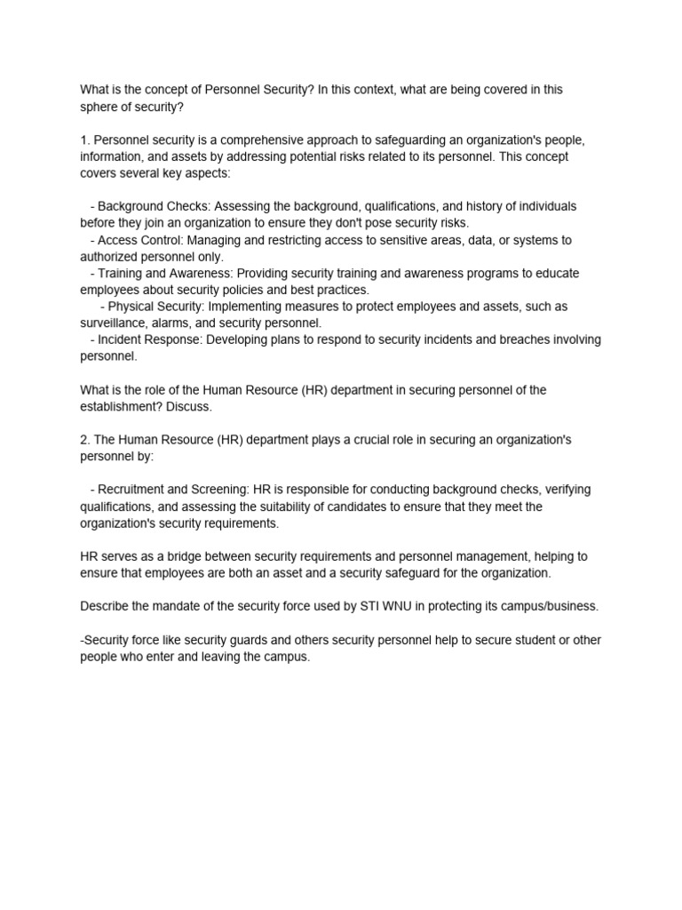 What Is The Concept of Personnel Security | PDF