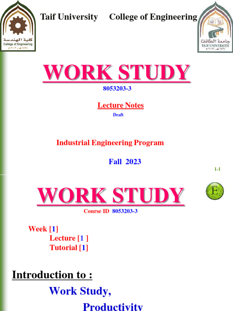 Lecture W (1) (Lect (1) Tut (1) ) - Intro To Work Study | PDF Lecture W (1) (Lect (1) Tut (1) ) - Intro To Work Study | PDF