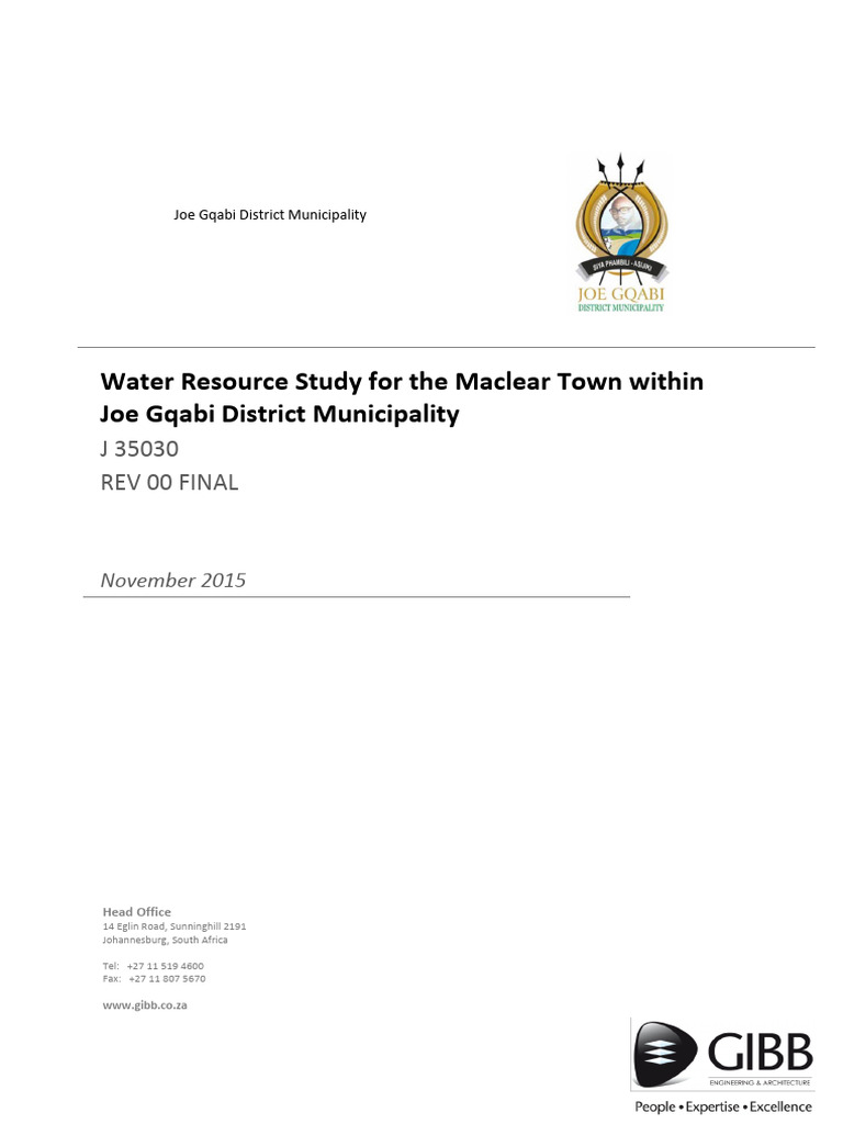 Maclear Water Resource Study - FINAL - 25nov2015 | PDF