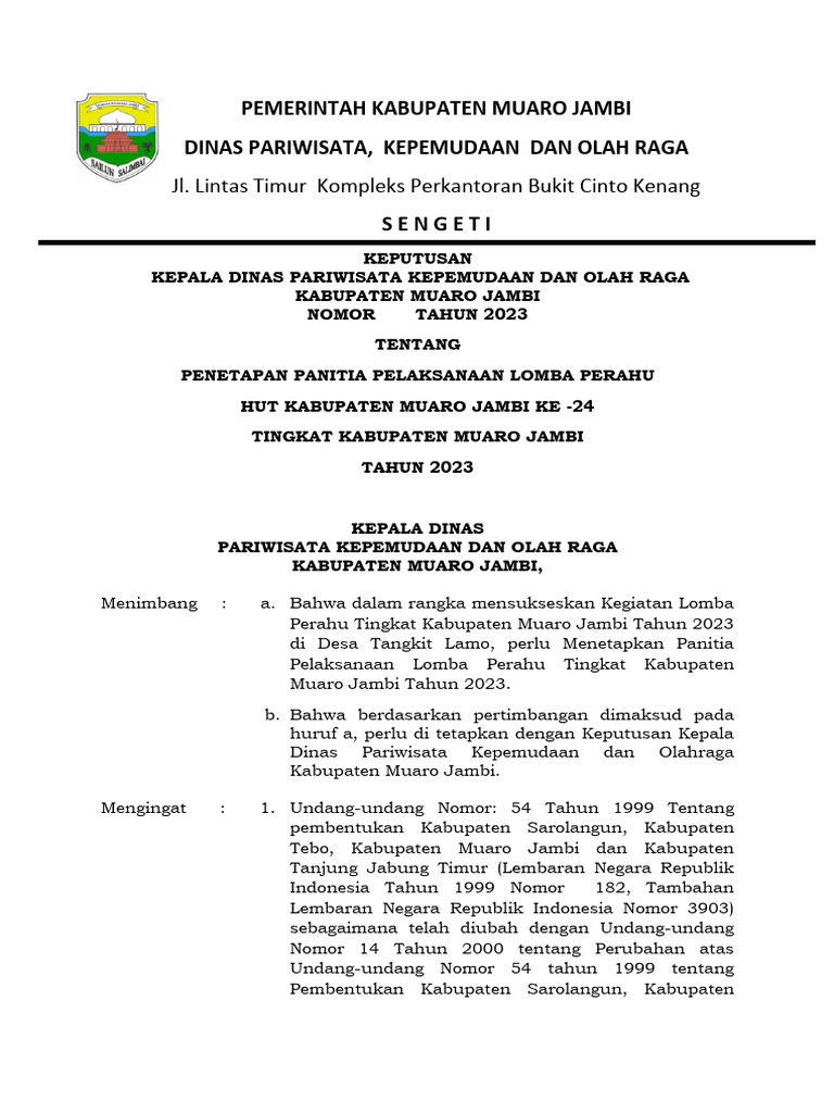 Contoh SK. LOMBA PERAHU | PDF