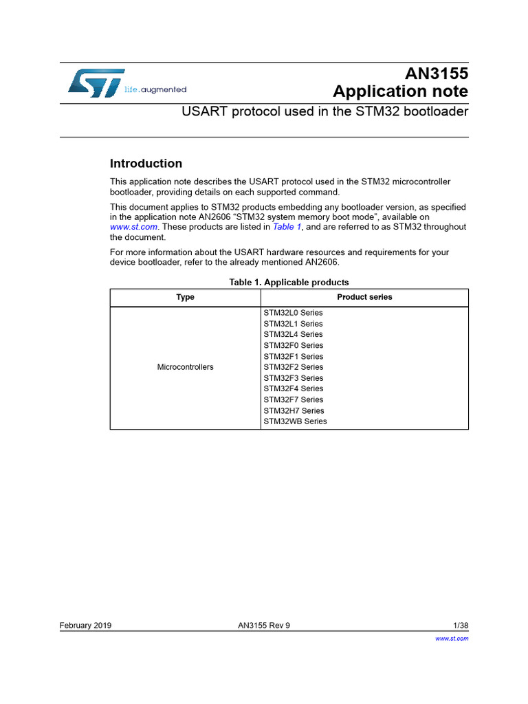 USART Protocol Used in The STM32 Bootloader | PDF