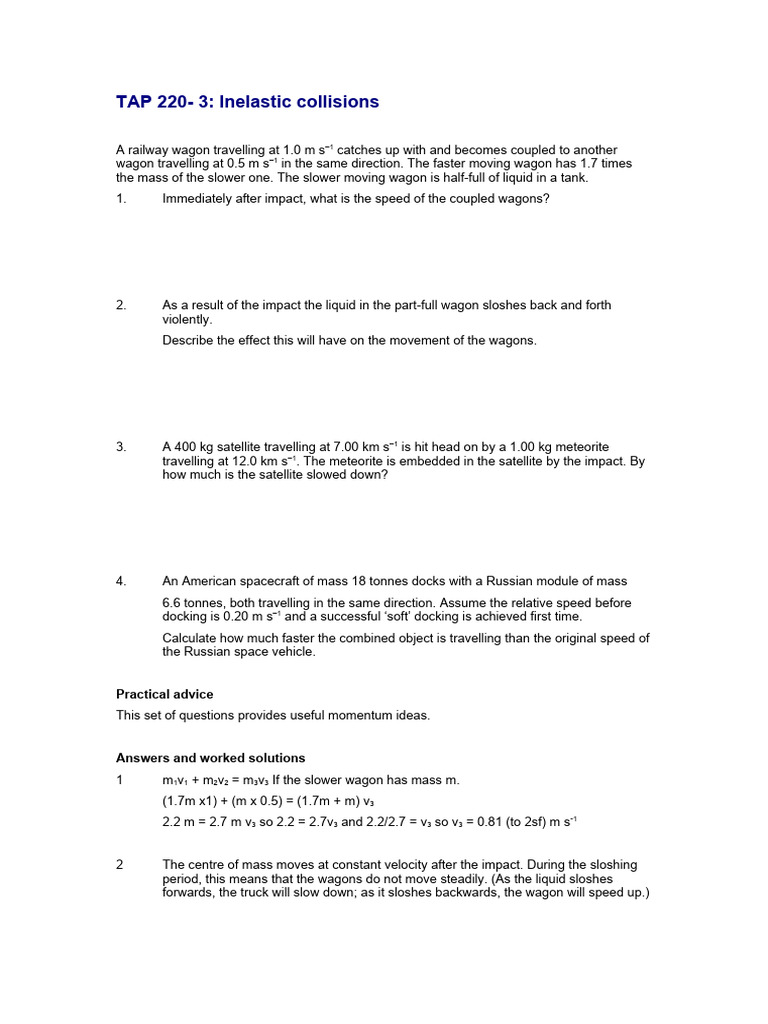 Episode 220 3 Inelastic Collisions | PDF