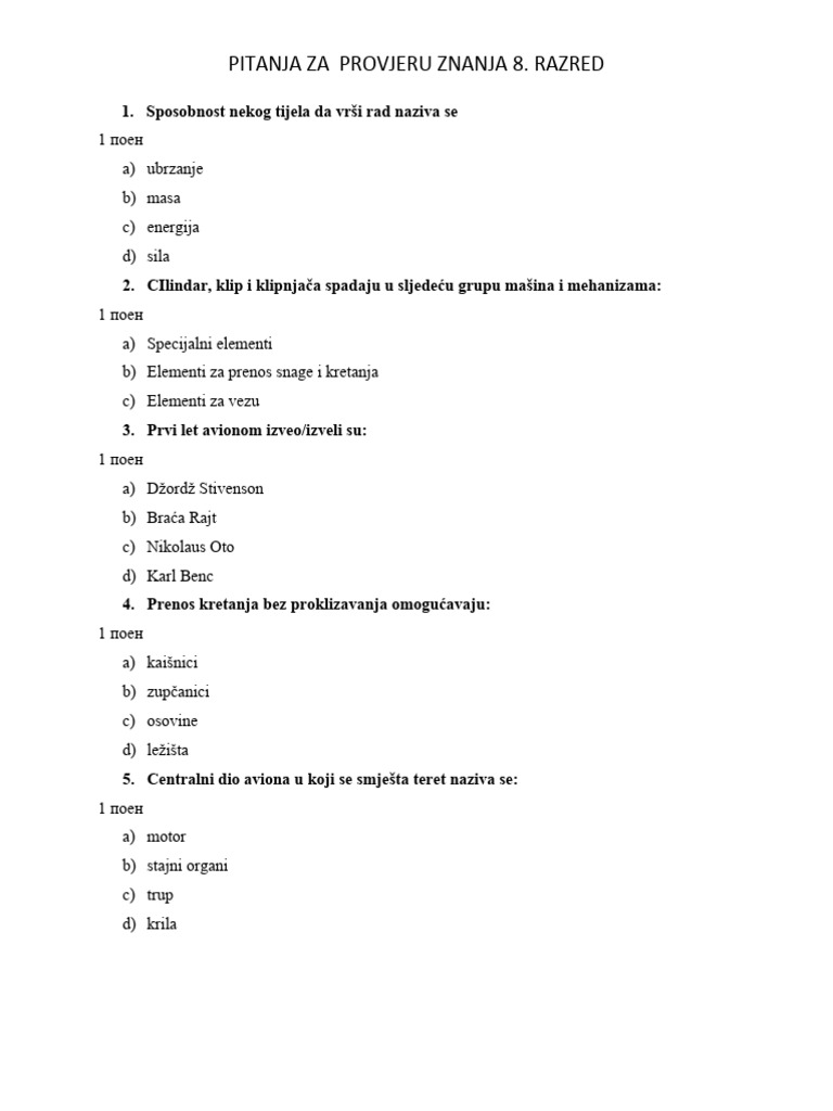 Pitanja Za Provjeru Znanja | PDF