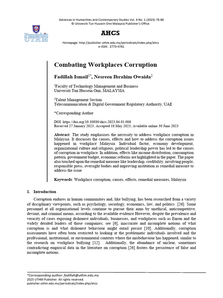 Fadillah Ismail, Nesreen Ibrahim Owaida: Abstract: The Study Emphasises ...