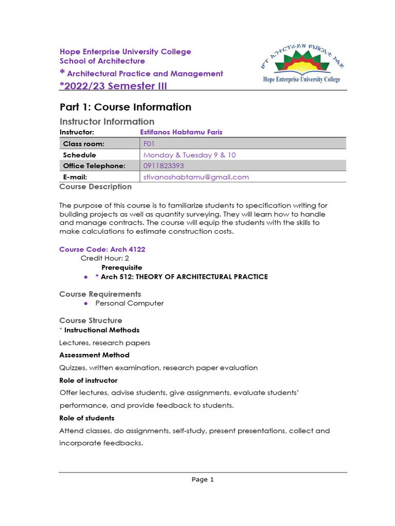 Architecture Practice and Management Course Outline | PDF | Technology ...