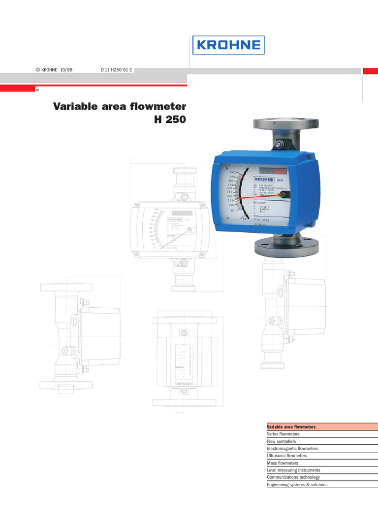 Variable Area Flowmeter H 250: KROHNE 10/99 D 11 H250 01 E | PDF | Flow ...
