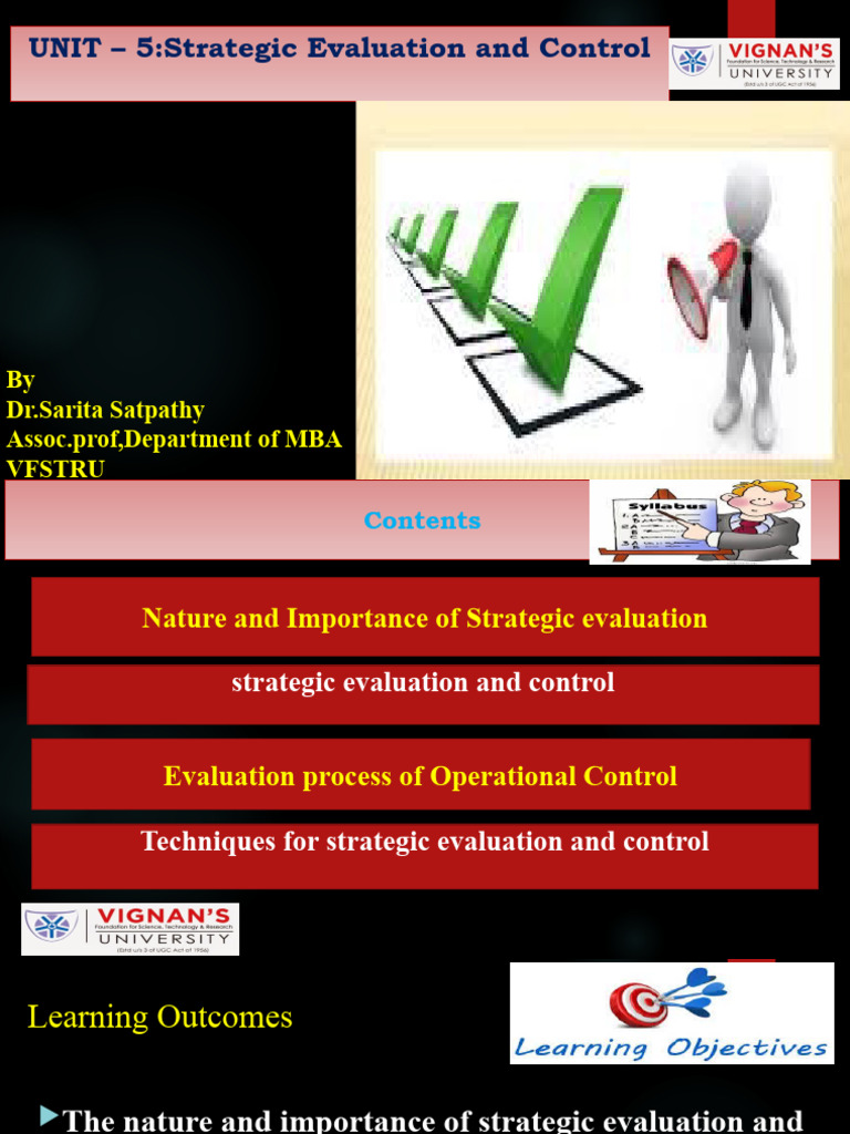 SM-PPT-Unit-V Strategic Evaluation and Control | PDF | Evaluation | Qualitative Research