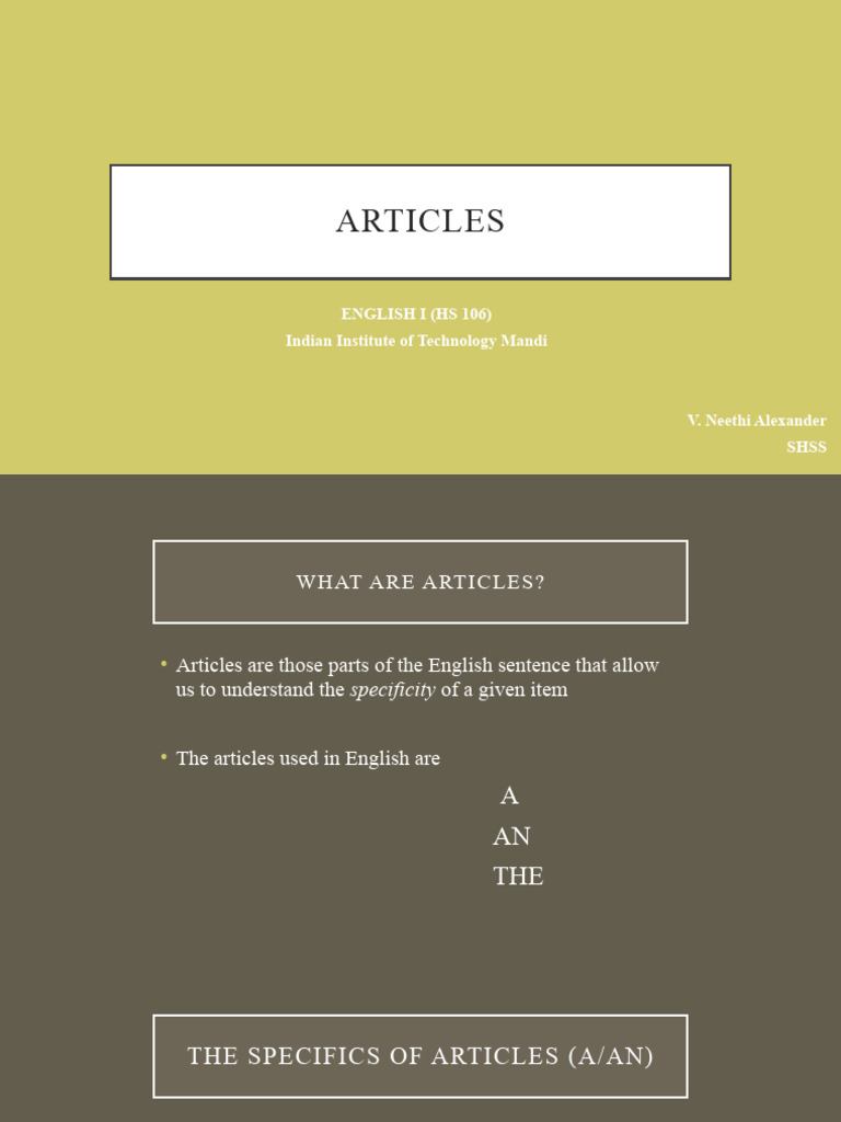 Understanding English Articles | PDF