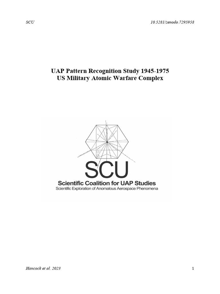 SCU UAP Pattern Recognition Study 1945-1975 US Military Atomic Warfare ...