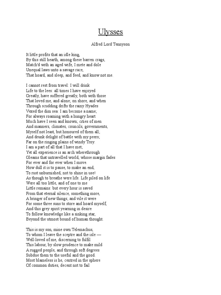 Alfred Lord Tennyson - Ulysses | PDF | Religion And Belief