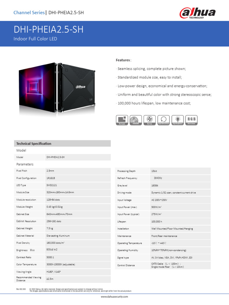 DHI PHEIA2.5 SH - Datasheet | PDF | Pixel | Display Technology