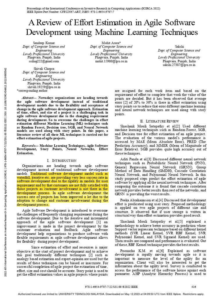 Study 3-A - Review - of - Effort - Estimation - in - Agile - Software - Development - Using ...