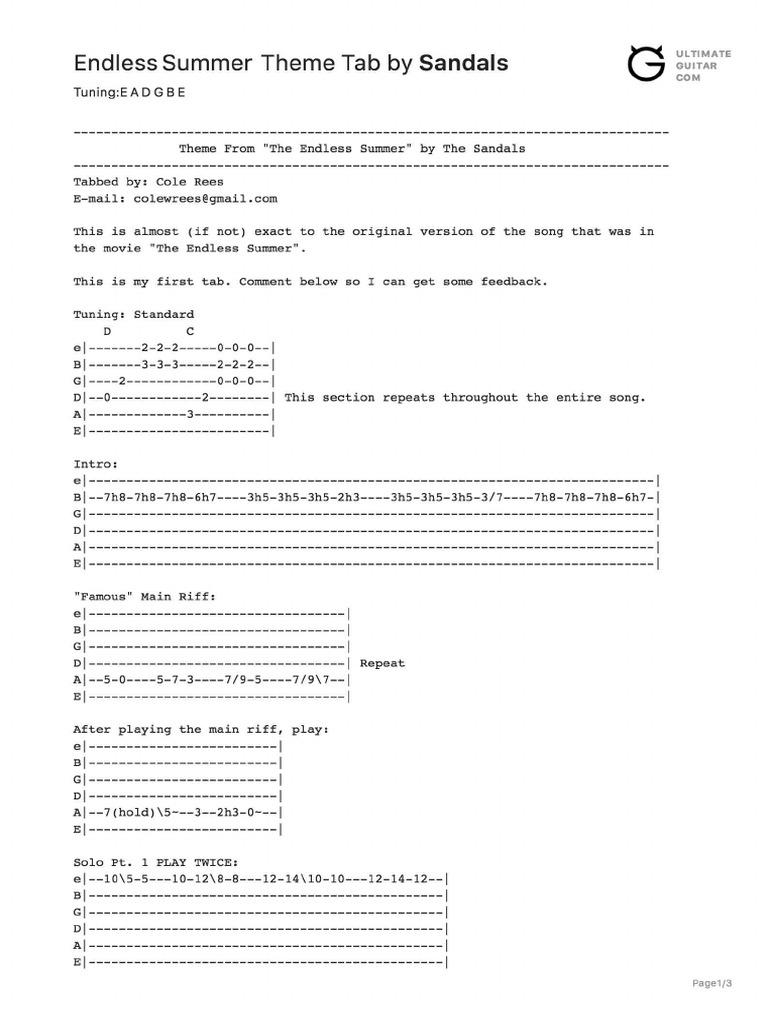 Endless Summer Theme Tab | PDF