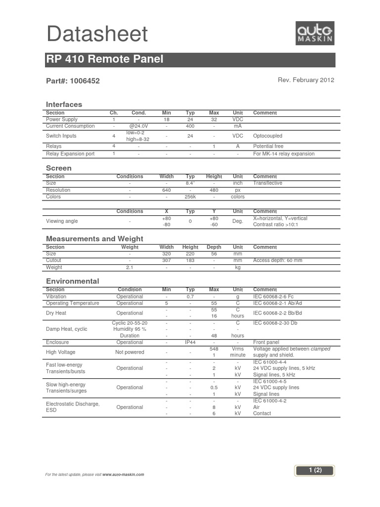 RP 410 Datasheet | PDF | Hertz | Electrostatic Discharge
