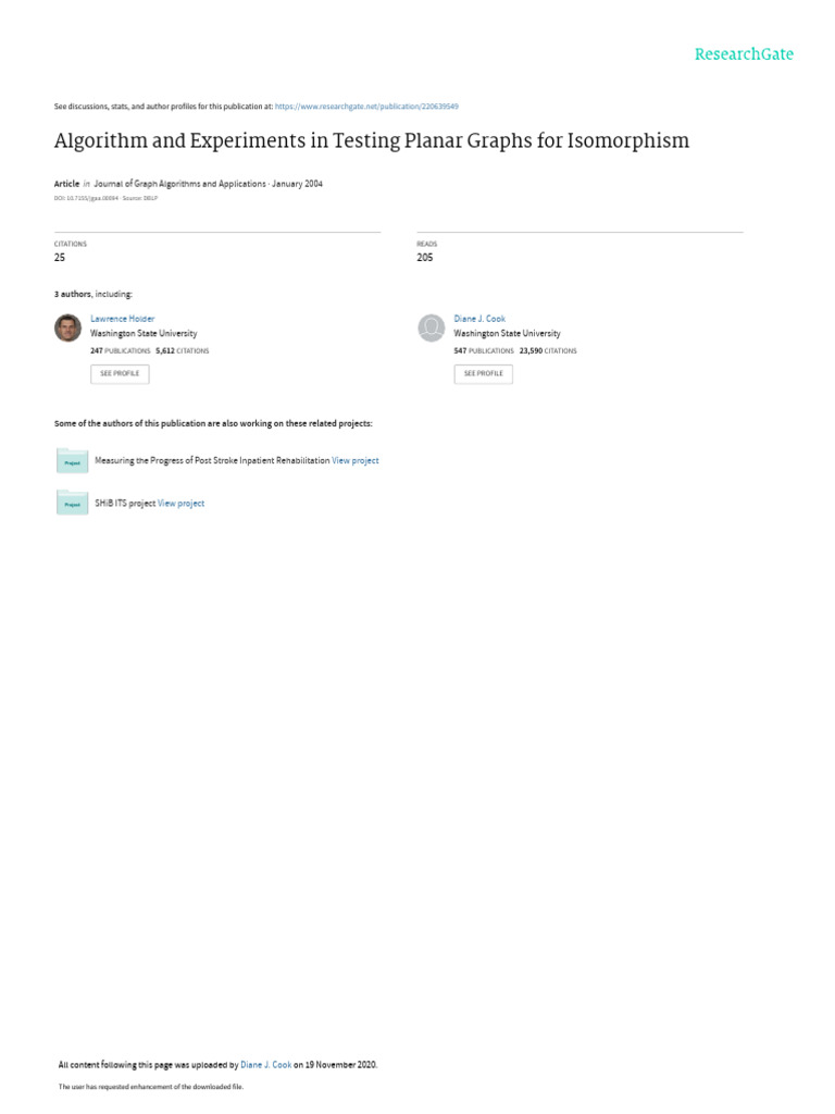 Algorithm and Experiments in Testing Planar Graphs For Isomorphism ...