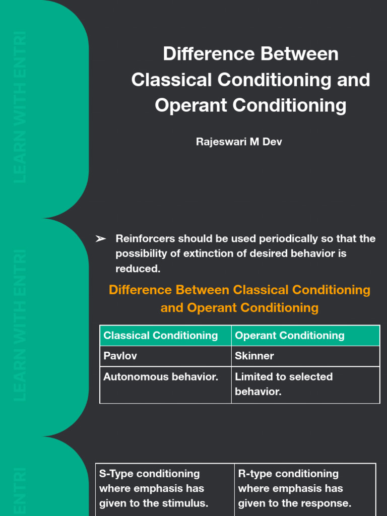 Classical vs. Operant Conditioning Differences | PDF
