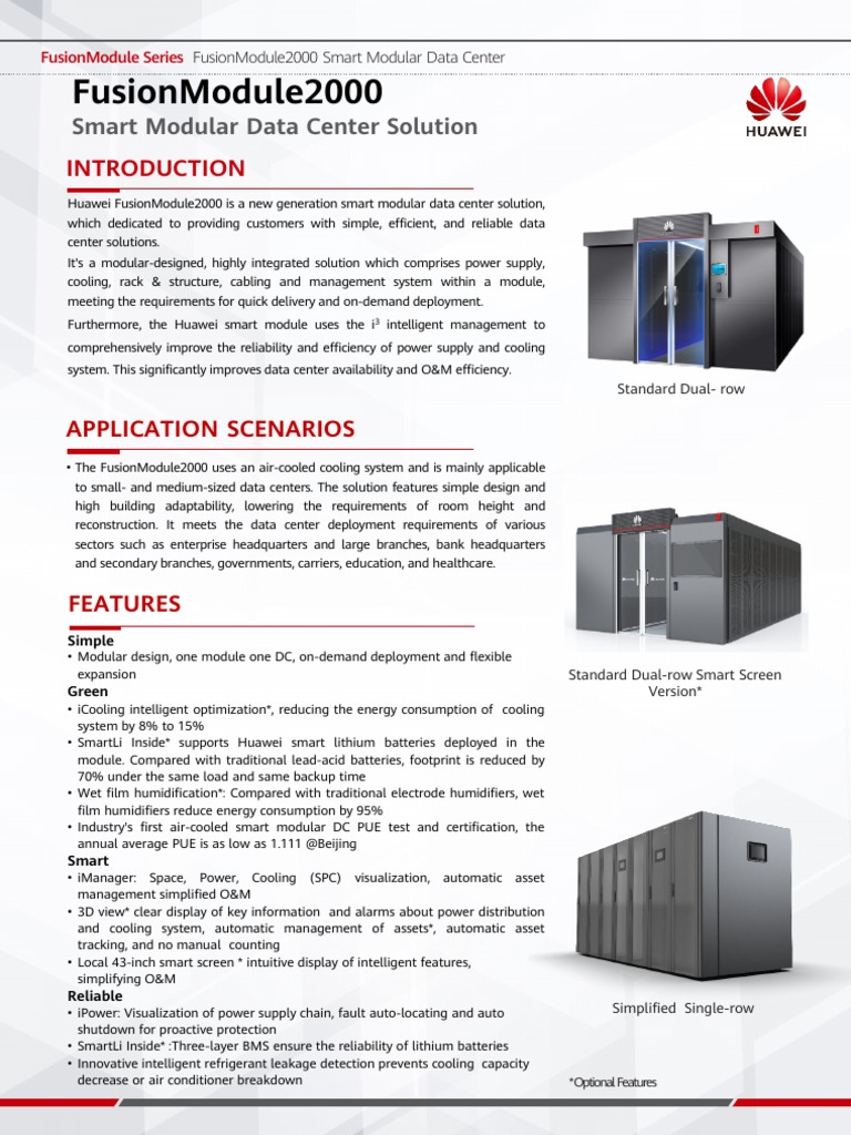 Huawei Data Center Facility Solutions Datasheets | PDF