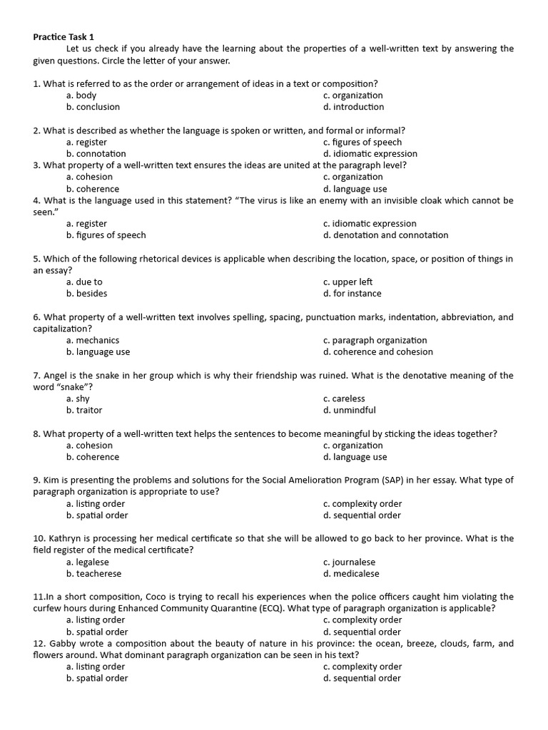 WHLP 2 RD Practice Task 1 | PDF | Foreign Language Studies WHLP 2 RD Practice Task 1 | PDF | Foreign Language Studies