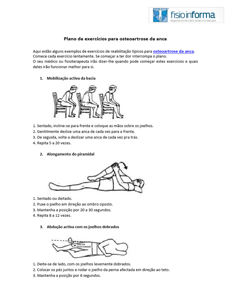 Exercícios para Osteoartrose da Anca | PDF