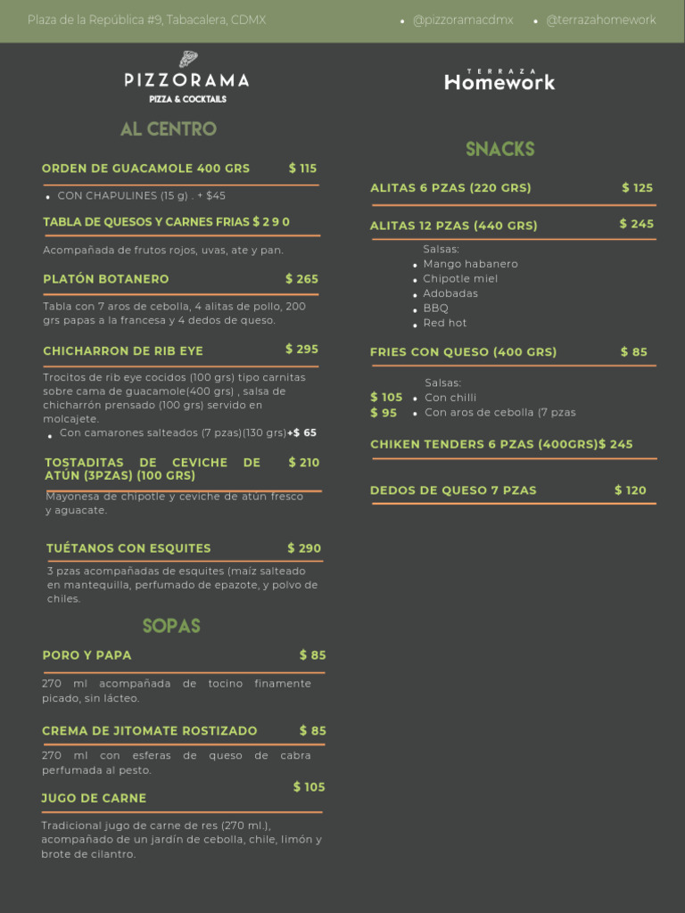 MENÚ COMIDAS Y CENAS PIZZORAMA septiembre.pdf | PDF