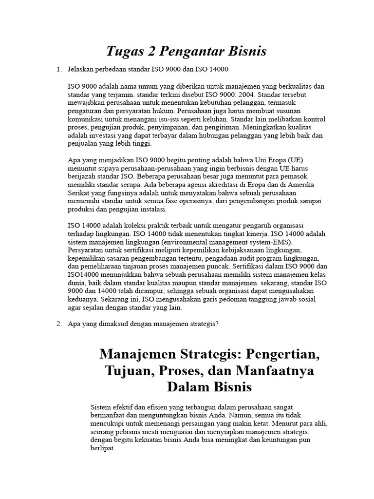 Tugas 2 Pengantar Bisnis | PDF