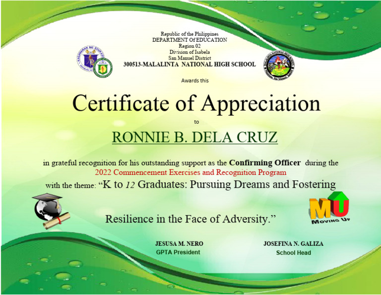 Certificate of Appreciation-Confirming Officer | PDF