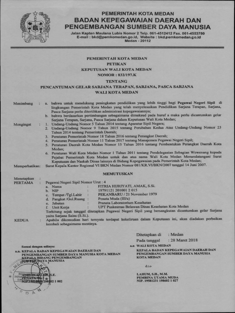 Pencantuman Gelar BKD | PDF