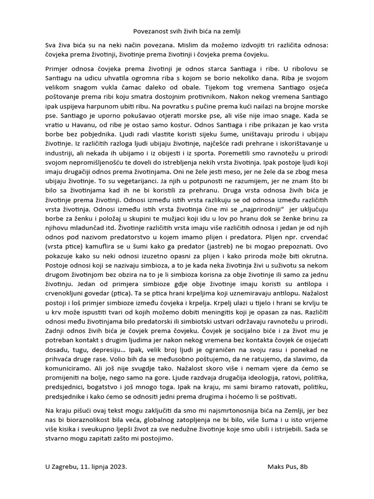 Povezanost Svih Živih Bića Na Zemlji | PDF