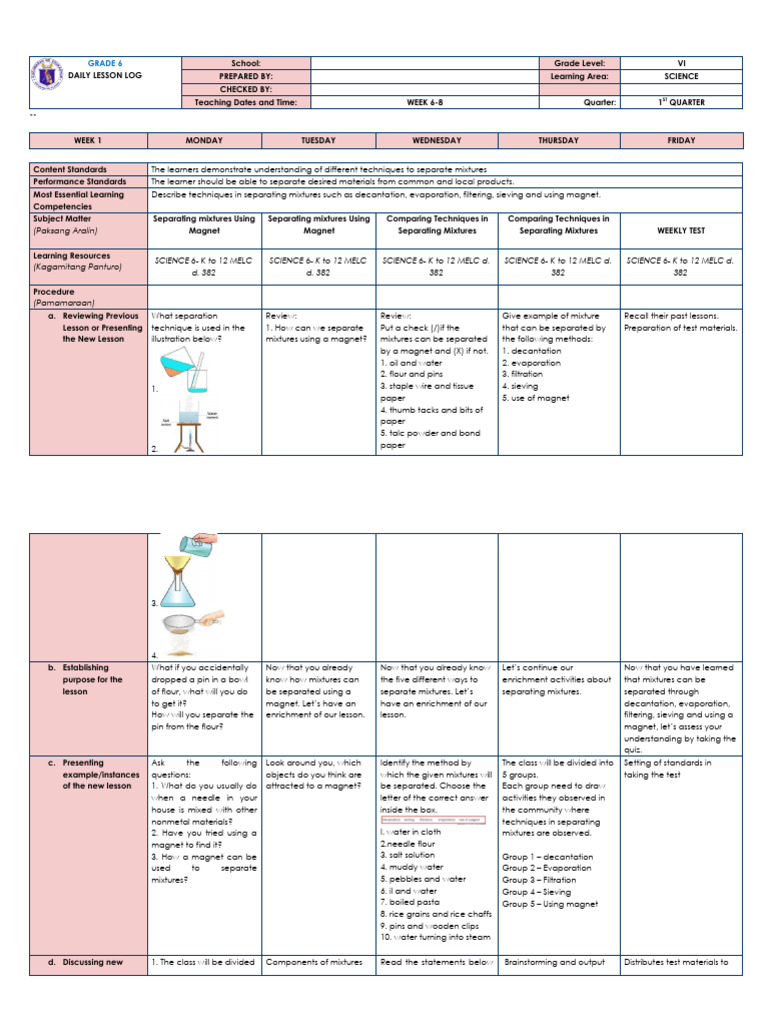 DLL - Science 6 Week 6 8 - Q1 | PDF