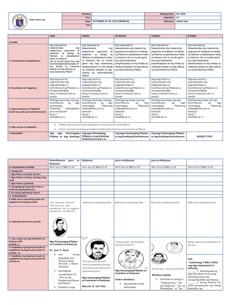 DLL Ap WK 8 Q1 | PDF