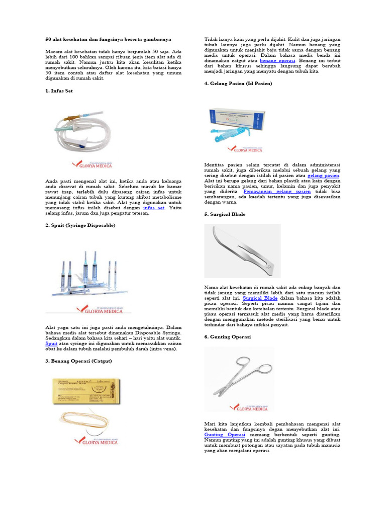 50 Alat Kesehatan Dan Fungsinya Beserta Gambarnya | PDF