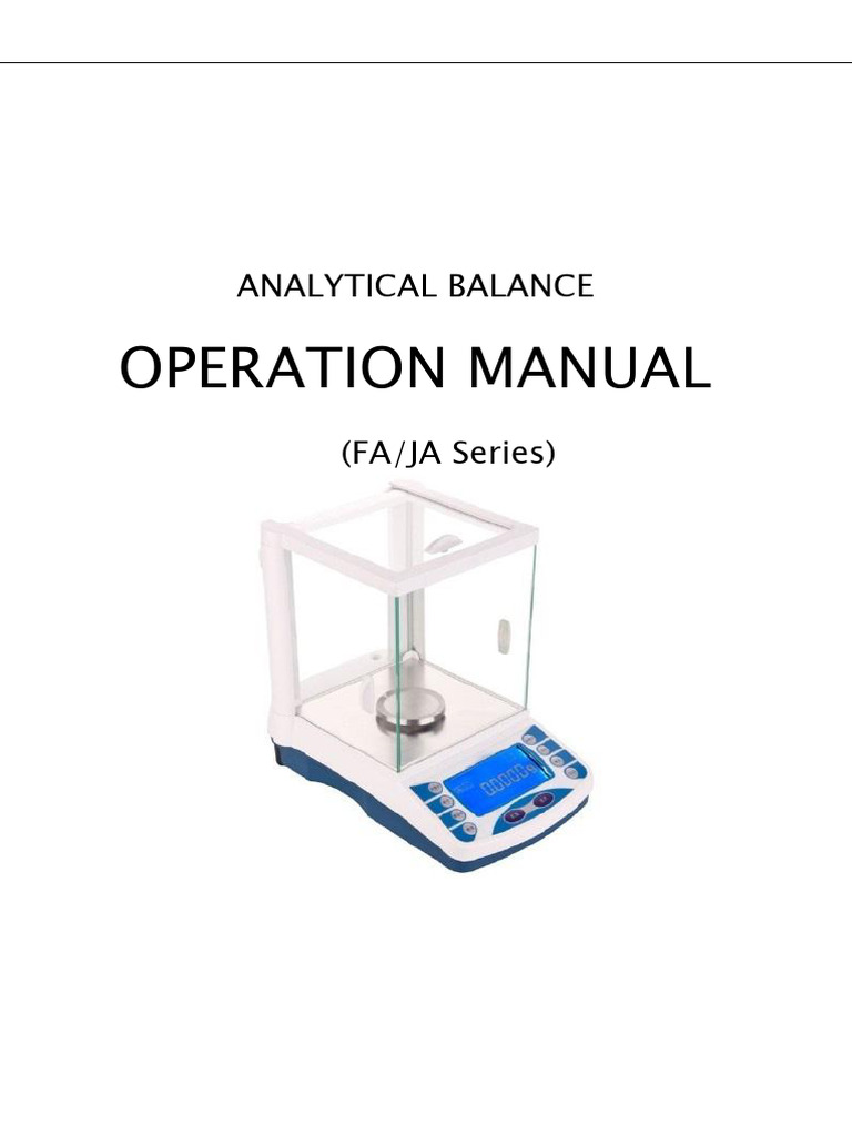ANALYTICAL BALANCE OPERATION MANUAL. (FA - JA Series) | PDF | Teaching ...