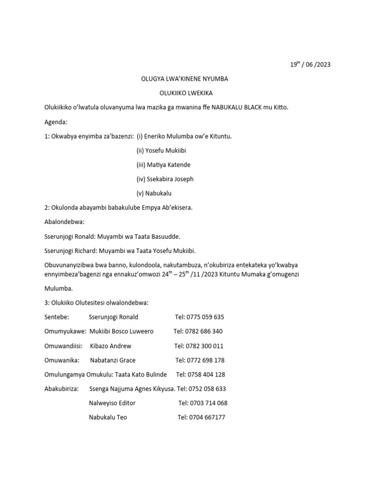 Olugya Lw'a Kinene Nyumba | PDF