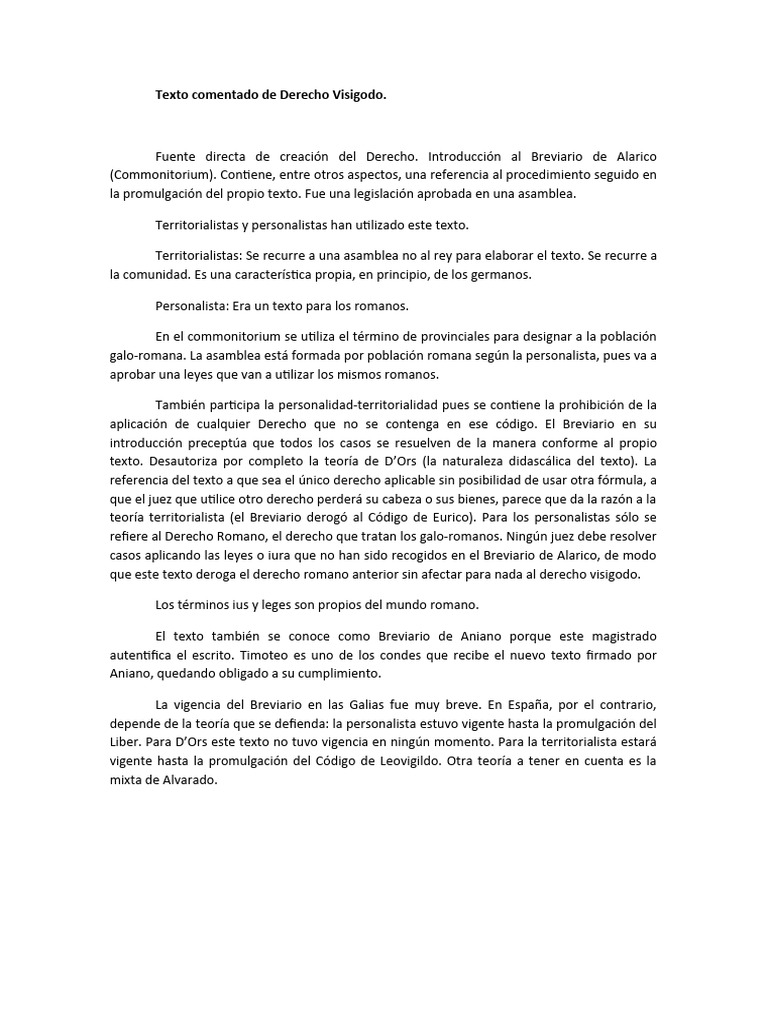 Textos Visigodos Comentados | PDF